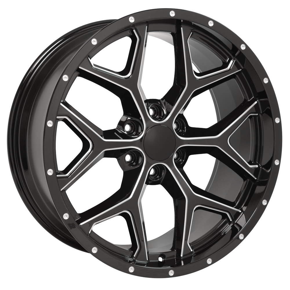 22" fits Chevrolet, Deep Dish Silverado Replica Wheel, Bla
